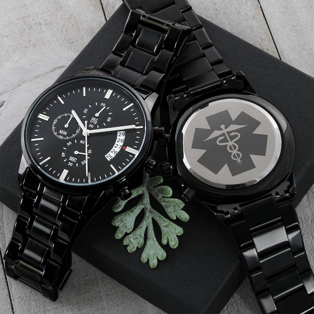 Medical Staff Chronograph Watch Paramedic Emt Nurse Doctor Caduceus En ...